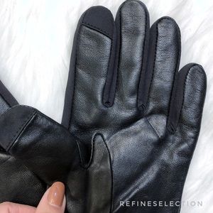 Fownes Brothers | Accessories | Fownes Lambskin Black Leather Fleece ...